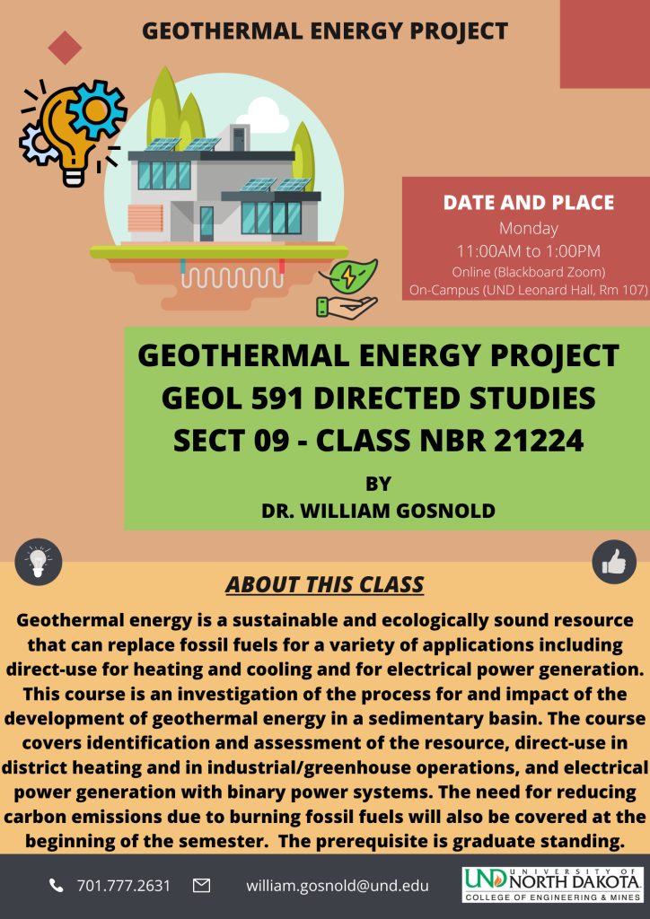 GEOL 591: Geothermal Energy Project Course - College of Engineering & Mines