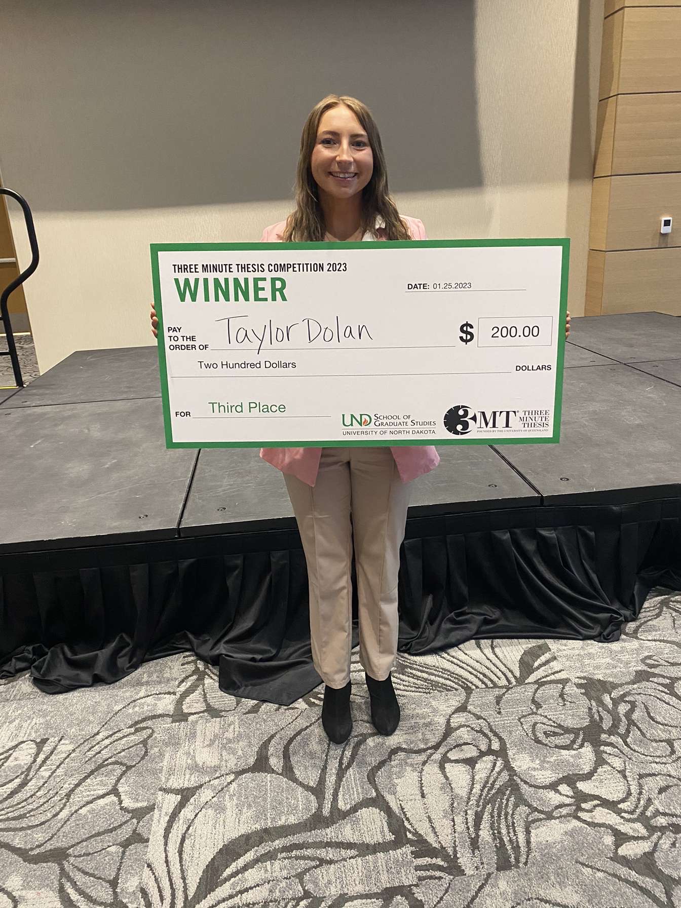 Taylor Dolan Places Third in 3MT Competition - John D. Odegard School ...