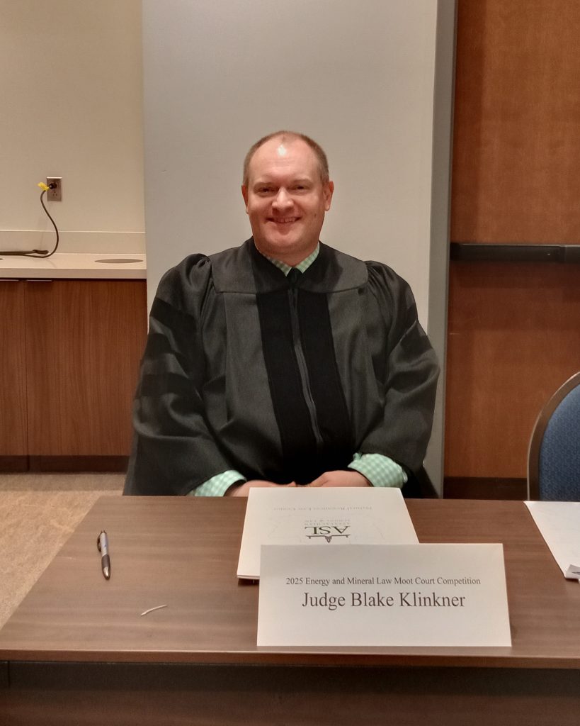 Professor Blake A. Klinkner serves as Chief Judge at 2025 Energy and ...