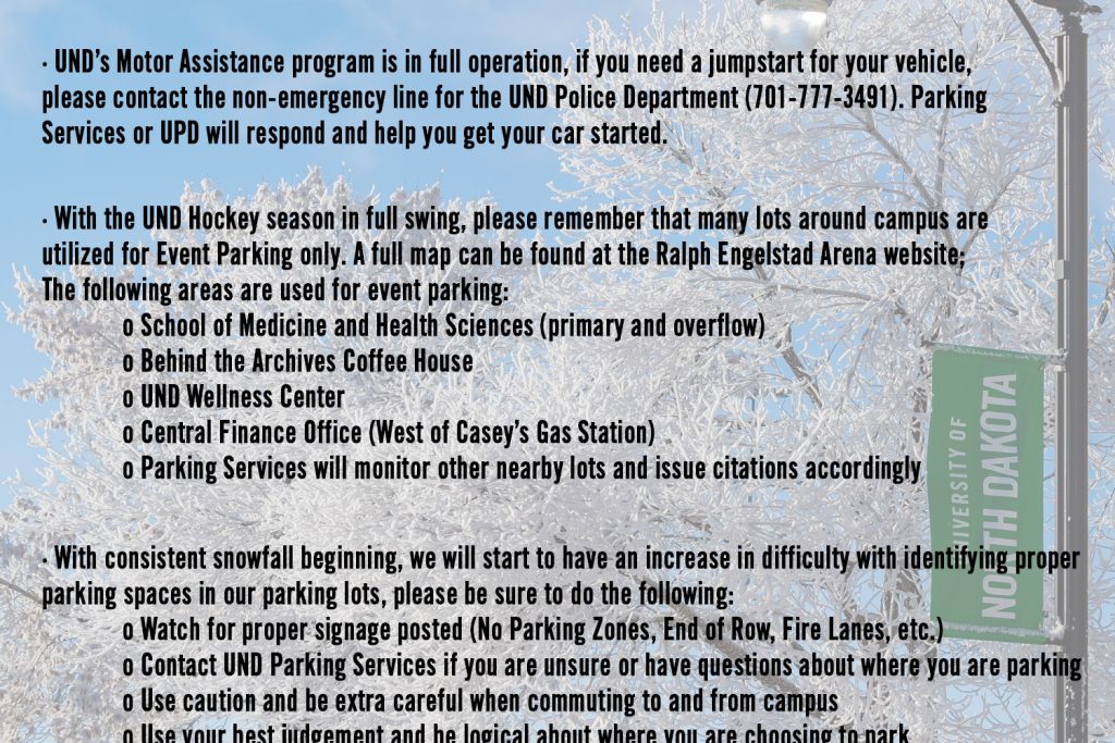 Parking Updates - Updates and information from UND Parking Services.