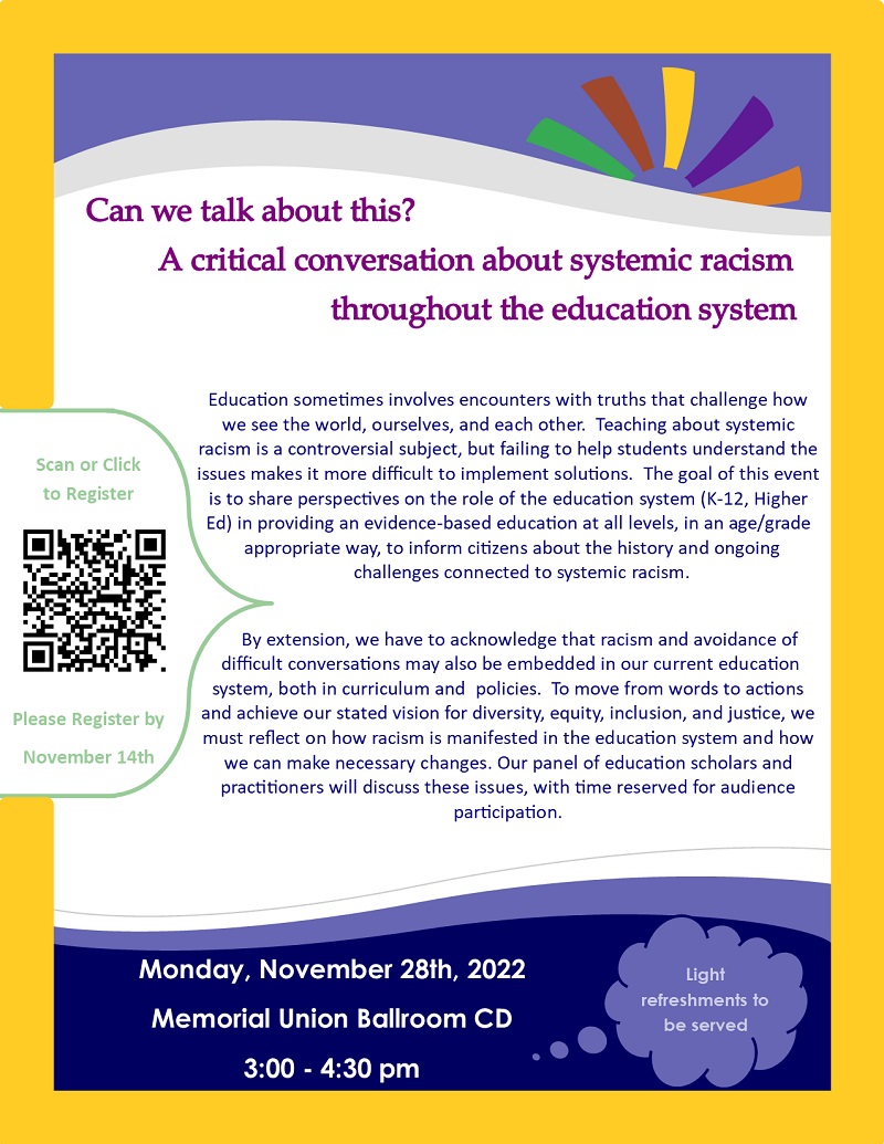 Nov. 28 Panel Discussion: A critical conversation about systemic racism ...