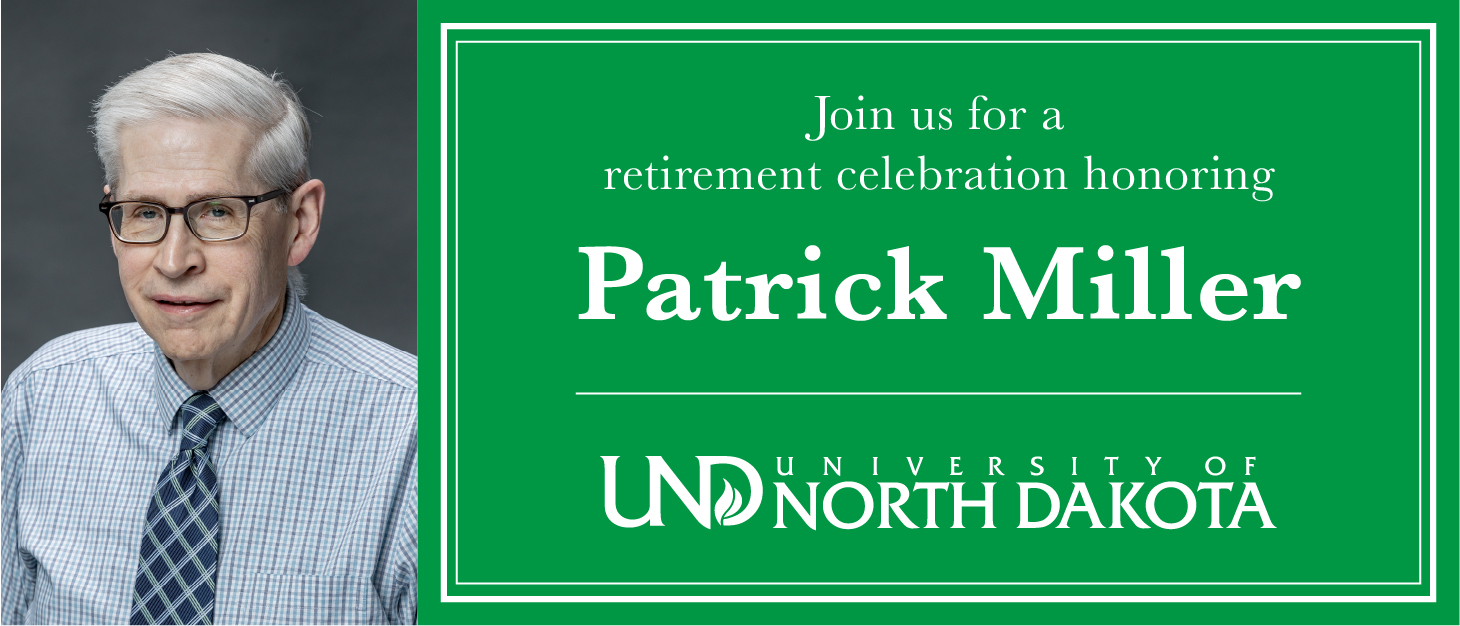 Patrick Miller's retirement celebration is today at 3:30 p.m ...